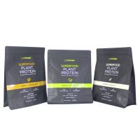 China Uv Spot Custom Print Mylar Flat Bottom Bag Frosted Black Superfood Pouch With Zip Lock for sale