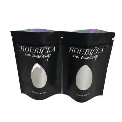 China Gravure Printing Custom Stand Up Pouch Holographic Foil Beauty Sponge Packaging for sale