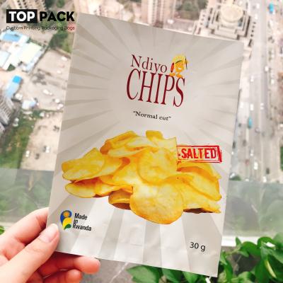 China Three Side Seal Stand Up Zipper Pouches Custom Potato Chip Packaging for sale