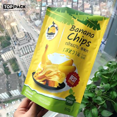 China Matte Finished Plastic Laminated Stand Up Pouch Banana Chips Packaging Bag for sale