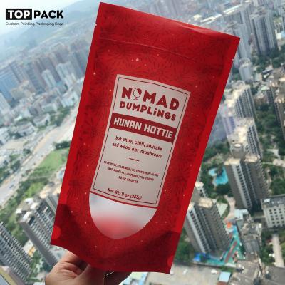 China Plastic Frozen Shrimp Fish Dumpling Food Packaging Pouches 9oz for sale