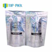 China Mylar Glossy Zip Lock Stand Up Bag Aluminum Foil Holographic Stand Up Pouch for sale