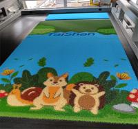 China 3D Pictured Artificial Grass Customized Logos And Yarn Specifications For Courts Decorations for sale