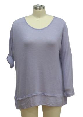 China Adjusted Women'S Long Sleeve Crew Neck T Shirts , Lavender Womens Casual T Shirts for sale