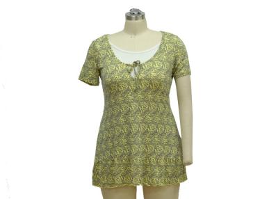 China Ladies Casual Short Sleeve Slim Body Fit Dresses Front Butterfly Ties Contrast Inside Layer for sale
