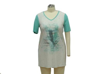 China 1/2 Elbow Length Sleeve Women'S T Shirts , Women'S Loose V Neck T Shirts Multi Colored for sale