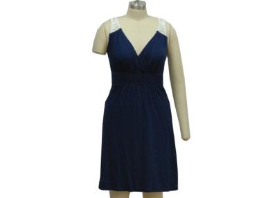 China Fashion Deep V Neck Bodycon Dress , Sexy Backless Summer Dresses Navy Blue for sale