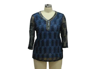 China Sunflower ElastIc Lace Ladies Casual T Shirts With Anti Silver Beads Neckties for sale