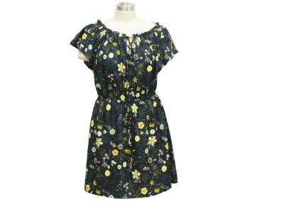 China Short Sleeve Floral Maxi Dress , 100 Polyester Maxi Dress With Sleeves Swimwear Style for sale