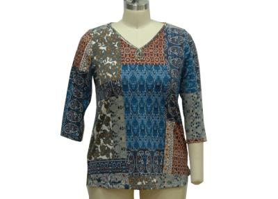 China Stone Patterned Ladies Casual T Shirts Dressy Womens Tops 200gsm Fabric Weght for sale