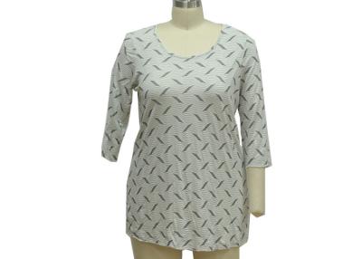 China Ripple Shape Jacquard Women'S 3 4 Sleeve T Shirts , Ladies Round Neck T Shirts for sale