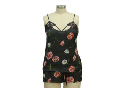 China Sexy Silky Stylish Womens Comfy Loungewear , Satin Pajama Short Sets Strappy Top for sale