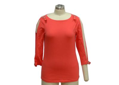 China High End Ladies Ribbed T Shirt , Trendy Summer Casual Outfits For 50 Year Old Woman for sale