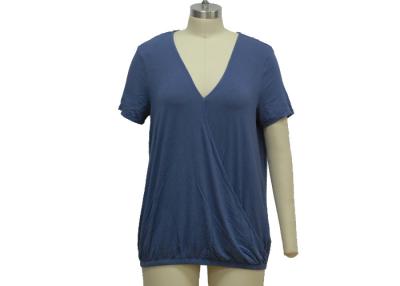 China Customized Color Smart Casual Ladies Wear Womens Banded Bottom Shirts Light Blue for sale