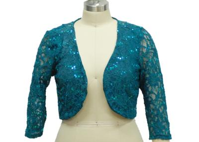 China 100% Polyester Lace Fabric Casual Ladies Wear Half Length Cardigan With Paillette for sale