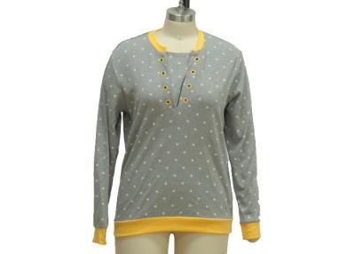 China Cute Elbow Star Patch Casual Ladies Wear Cotton Winter Pajamas Big Eyelet At Front for sale