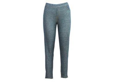 China Knitted Ladies Casual Pants Fake Denim Dress Trousers Double Needle Stitch On Waist Band for sale