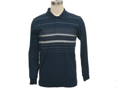 China Soft Mens Pique Polo Shirts , Mens Long Sleeve Polo T Shirts With Flat Knit Collar for sale