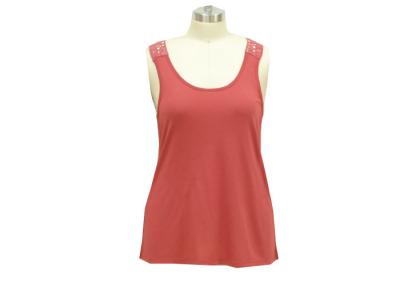 China Hot Jersey U Neck Ladies Tank Tops With Big V Type Lace Sexy Customized Size for sale