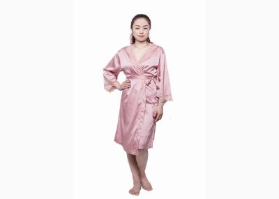China Pink Color Home Ladies Satin Pyjamas Night Dresses Sleepwear Two Pcs Design for sale