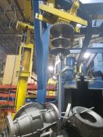 China PLC Control Spinner Hanger Shot Blasting Machine with No Pit Structural Form and Overhead Tracks Hooks for sale