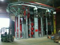 China Closed Loop Monorail Type Overhead Conveyor Spinner Hanger Shot Blasting Machine With Hooks for sale