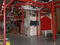 China Closed Loop Monorail Type Overhead Conveyor Spinner Hanger Shot Blasting Machine With Hooks for sale