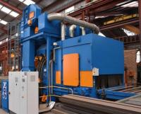 China 0.5-4.0m/Min Roller Conveyor Shot Blasting Machine Using Cut Wire Shot Media Ensuring Surface Cleaning for sale