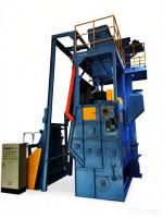 China Two Blast Wheels Tumble Drum Shot Blasting Machine With Rubber Belt Apron For Batch Cleaning for sale