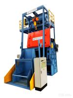 China Two Blast Wheels Tumble Drum Shot Blasting Machine With Rubber Belt Apron For Batch Cleaning for sale