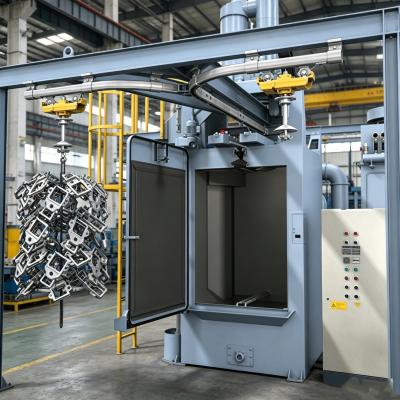 China Fully Automatic Monorail Shot Blasting Machine PLC Control HMI 500kg Capacity for sale