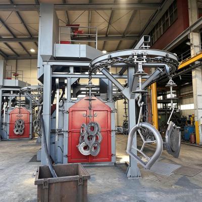 China Overhead Conveyor Spinner Hanger Shot Blasting Machine 300kg Hook Capacity Continuous Blasting for sale
