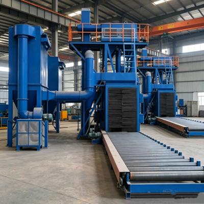 China Roller Conveyor Pass-Through Shot Blasting Machine suitable for blast cleaning of complex large steel profiles H beam and I beam bars for sale