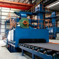 China Roller Conveyor Shot Blasting Machine 0.5-4 m/min PLC Control Manganese Steel Liner for Steel Profiles for sale