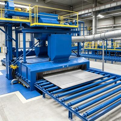 China Roller Conveyor Shot Blasting Machine 7.5-45kW for Steel Beams Plates Rust Removal for sale