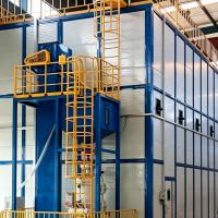 China Safe Sand Blasting Room with Automated Control Panel, High-Quality Steel Structure, and Floor Scraper System for sale