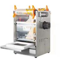 China Automatic Plastic Cup Sealing Machine 350-450 Trays per Hour 220V 304 Stainless Steel for sale