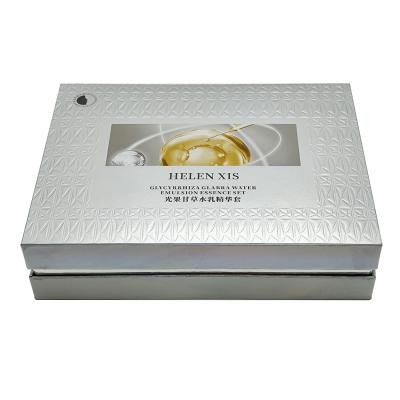 China Free sample custom embossing gift box Luxury cosmetics skin care serum packaging box with removable lid and plastic tray for sale