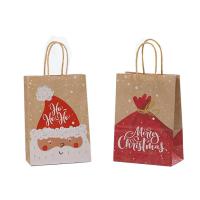 China Christmas Paper Gift Bags Reusable Kraft Paper Shopping Bags Logo Printed for sale