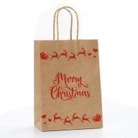 China Christmas Paper Gift Bags Reusable Kraft Paper Shopping Bags Logo Printed for sale