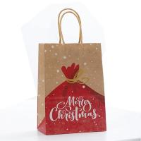 China Christmas Paper Gift Bags Reusable Kraft Paper Shopping Bags Logo Printed for sale