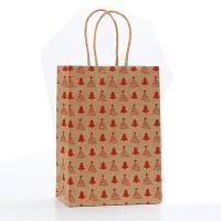 China Christmas Paper Gift Bags Reusable Kraft Paper Shopping Bags Logo Printed for sale
