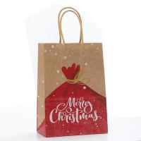 China Christmas Paper Gift Bags Reusable Kraft Paper Shopping Bags Logo Printed for sale