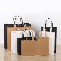 China Household Storage Bags Custom Logo Kraft Paper Bag with Disposable Patch Handle for sale