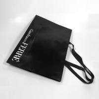 China Hand Length Handle Custom Logo Printed Luxury Black Shoes Clothes Packaging Paper Bag for sale