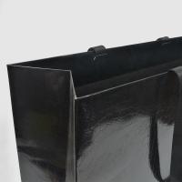 China Hand Length Handle Custom Logo Printed Luxury Black Shoes Clothes Packaging Paper Bag for sale