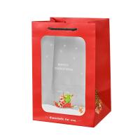 China Custom Order Accepted Eco Friendly Paper Christmas Present Bag with Clear PVC Window for sale