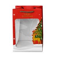 China Custom Order Accepted Eco Friendly Paper Christmas Present Bag with Clear PVC Window for sale