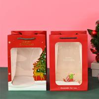 China Custom Order Accepted Eco Friendly Paper Christmas Present Bag with Clear PVC Window for sale