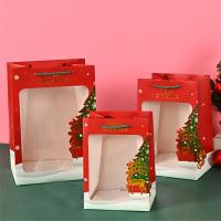 China Custom Order Accepted Eco Friendly Paper Christmas Present Bag with Clear PVC Window for sale